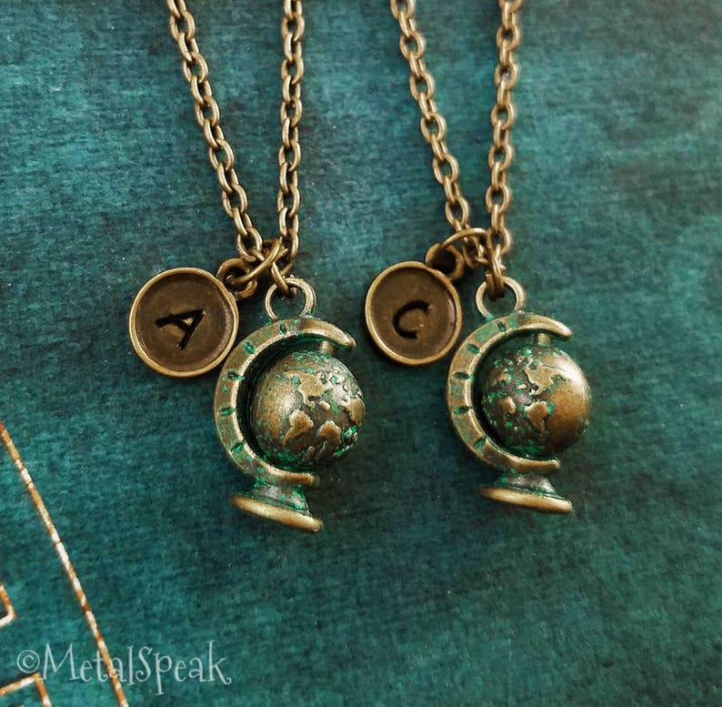 Globe Keychain SET of 2 SMALL Patina Globe Charm Keychains - Etsy
