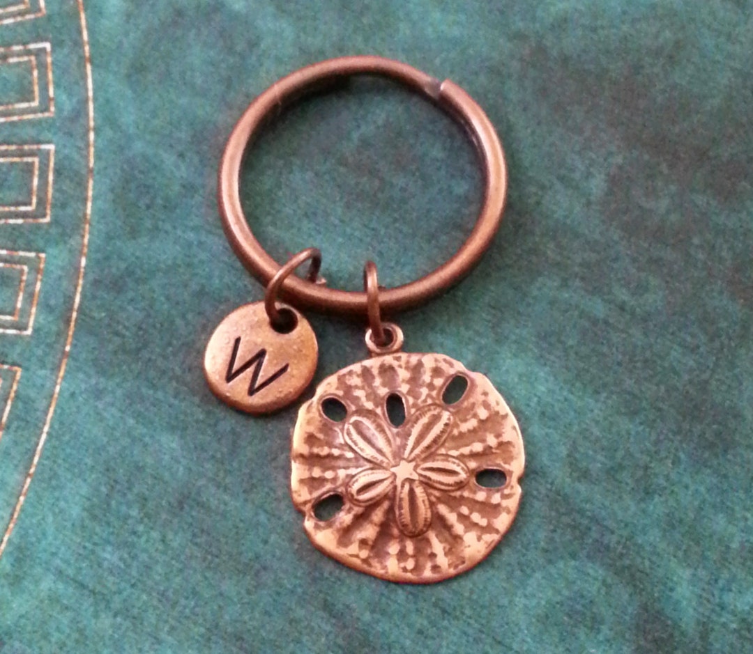 Sand Dollar Keychain SMALL Copper Sand Dollar Keyring Charm Keychain ...