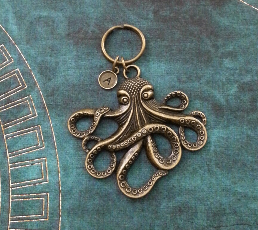 Octopus Keychain LARGE Octopus Keyring Personalized Keychain Custom ...