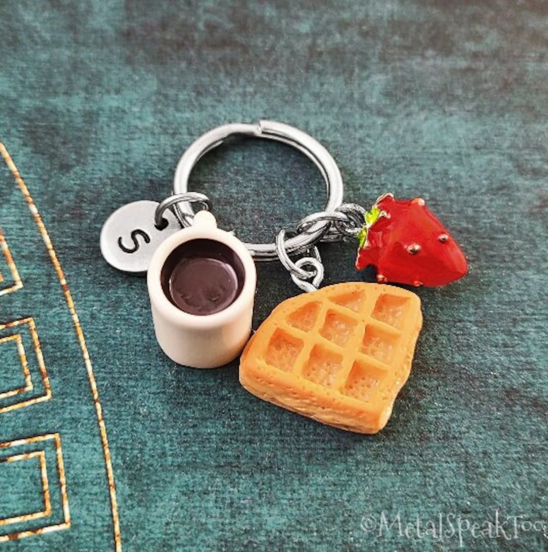 Waffle Keychain SMALL Waffle Keyring Breakfast Keychain Coffee Keychain ...