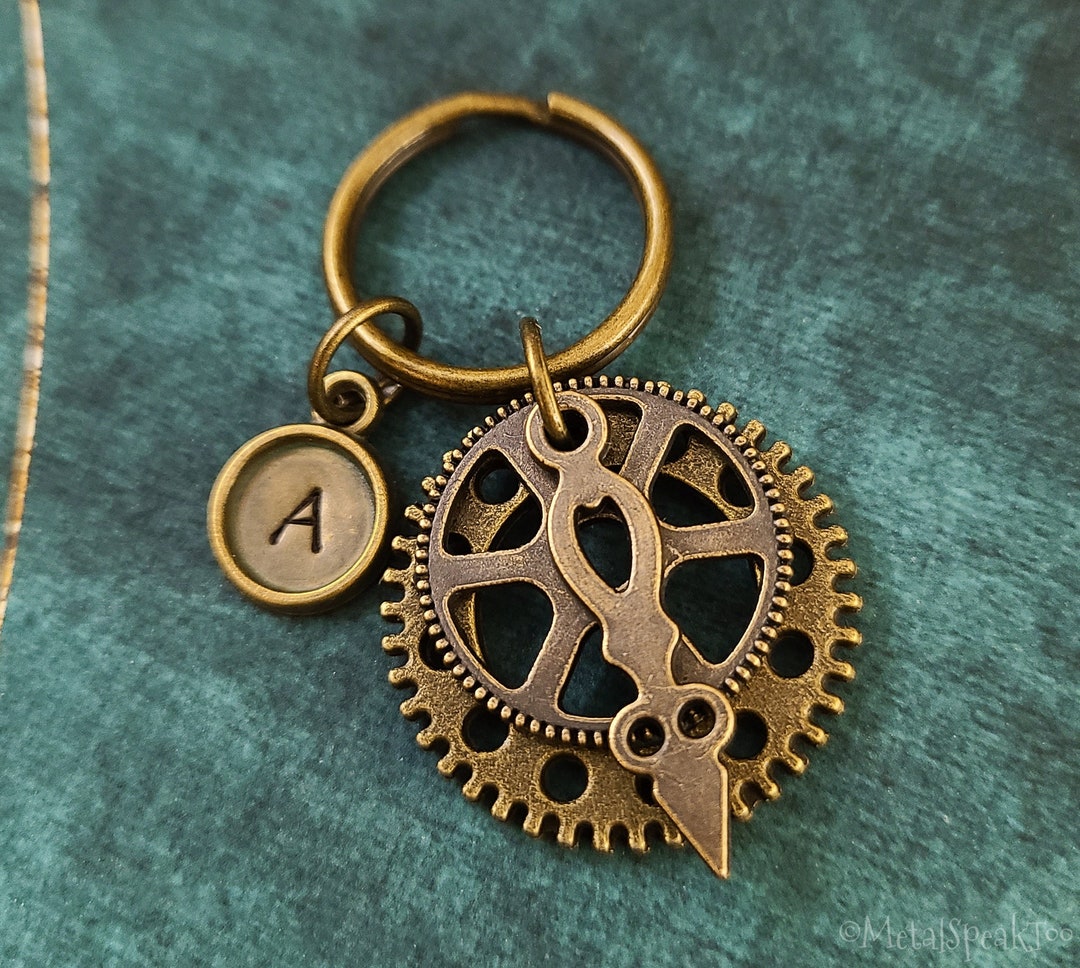 Gears Keychain SMALL Clock Gear Keychain Cog Keyring Steampunk Keychain ...