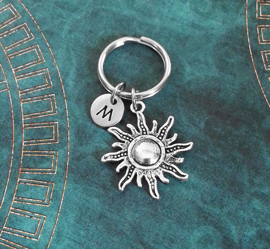 Sun Keychain SMALL Sun Keyring Silver Sun Charm Keychain Sun Pendant ...