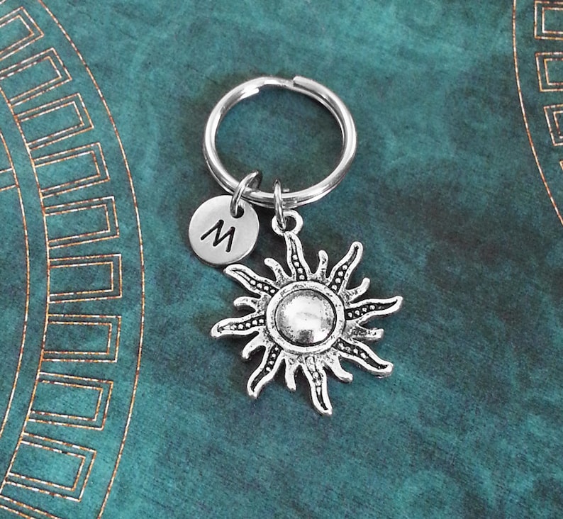 Sun Keychain SMALL Sun Keyring Silver Sun Charm Keychain Sun - Etsy