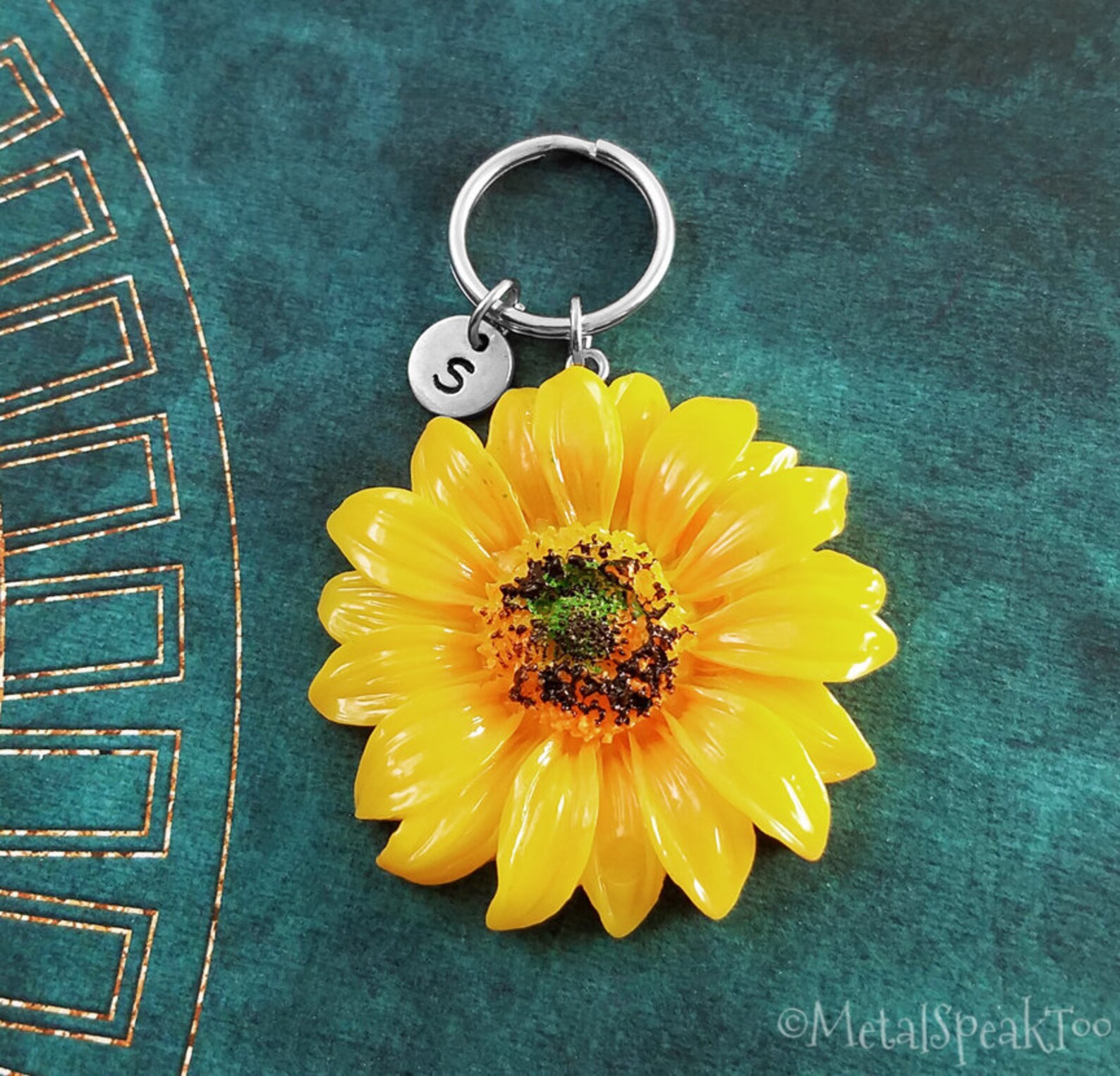 Sunflower Keychain SMALL Sunflower Keyring Flower Keychain | Etsy