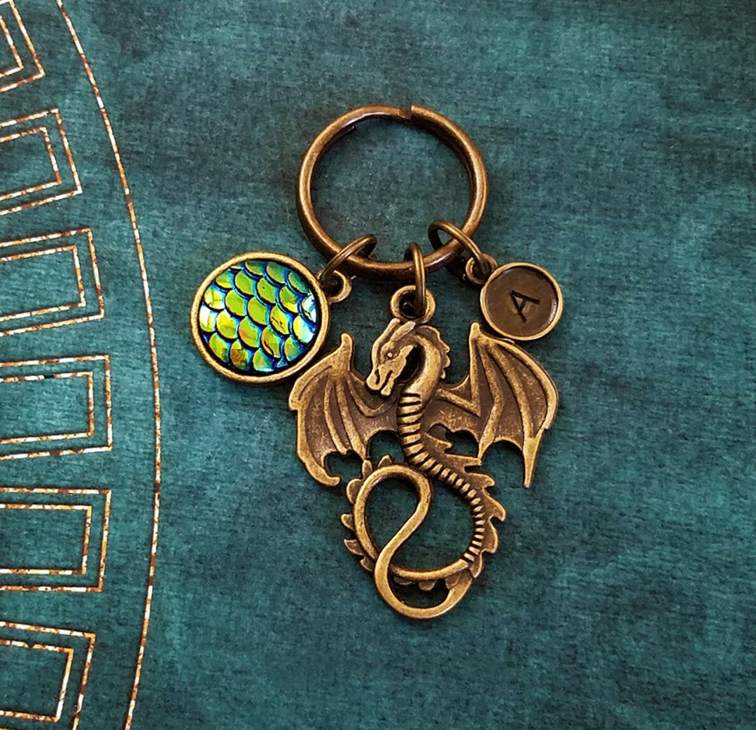 Dragon Keychain SMALL Bronze Dragon Keyring Personalized Keychain ...