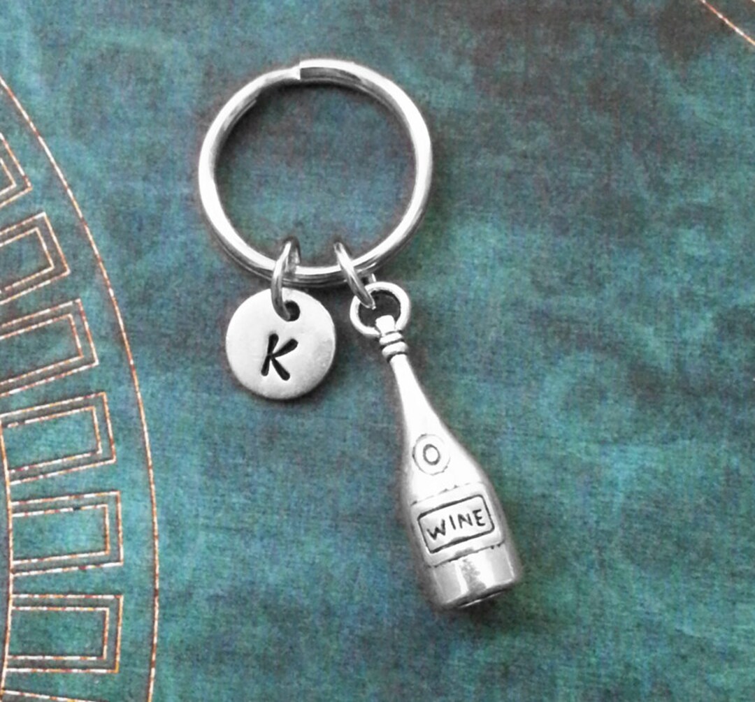 Wine Keychain SMALL Silver Wine Keyring Wine Bottle Keychain Alcohol ...