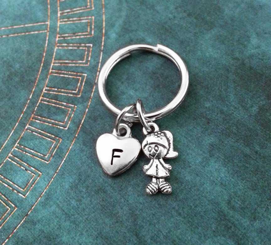 Daughter Keychain SMALL Personalized Key Ring Little Girl | Etsy