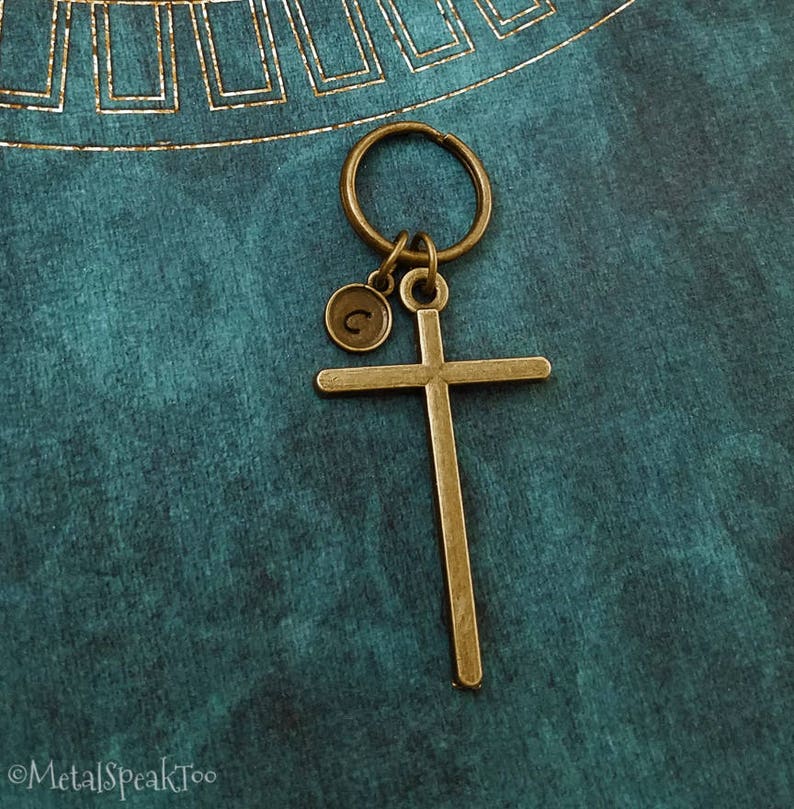 Cross Keychain SMALL Bronze Cross Keyring Christian Keychain - Etsy