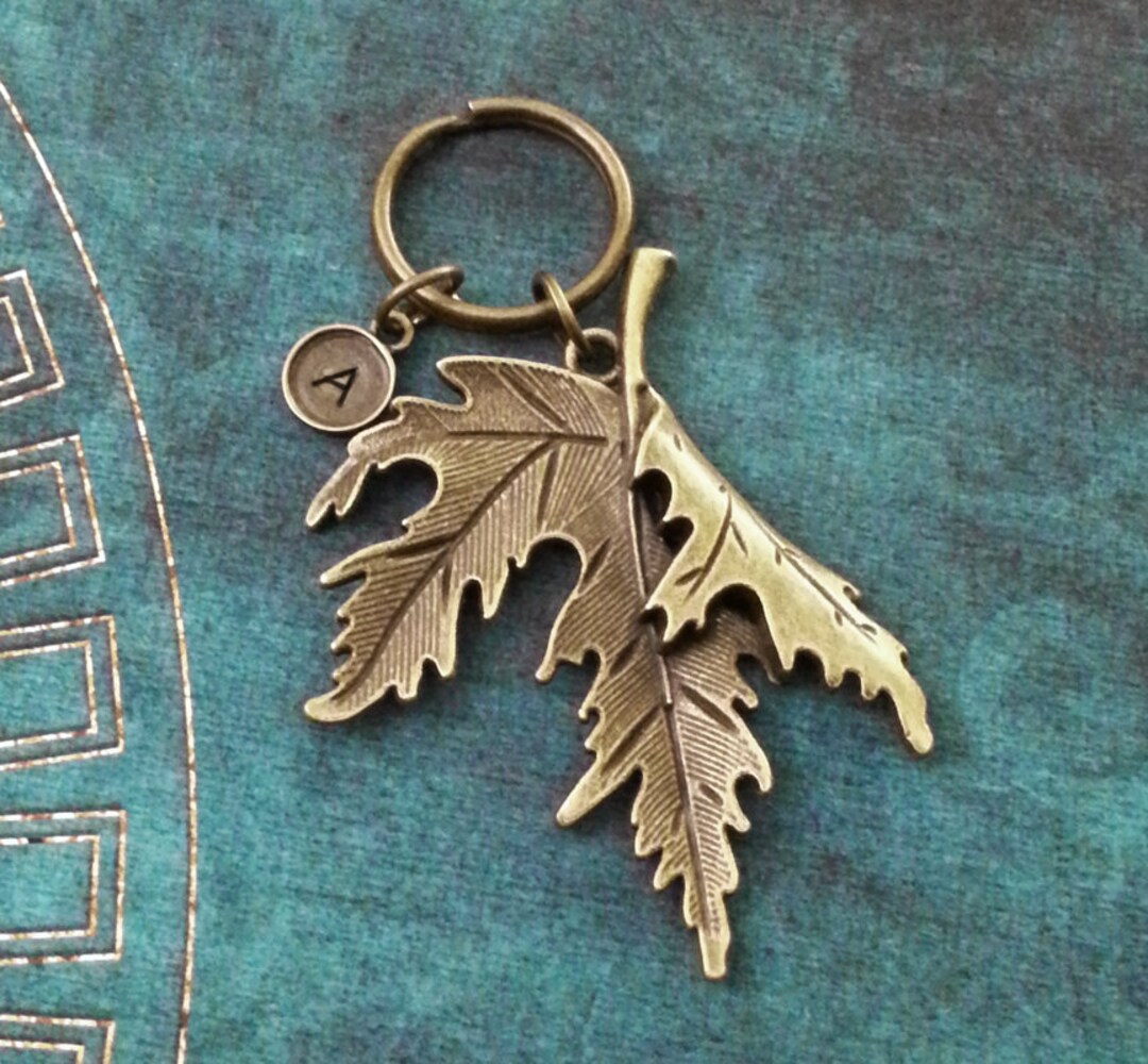Maple Leaf Keychain LARGE Leaf Keyring Personalized Keychain Bronze ...