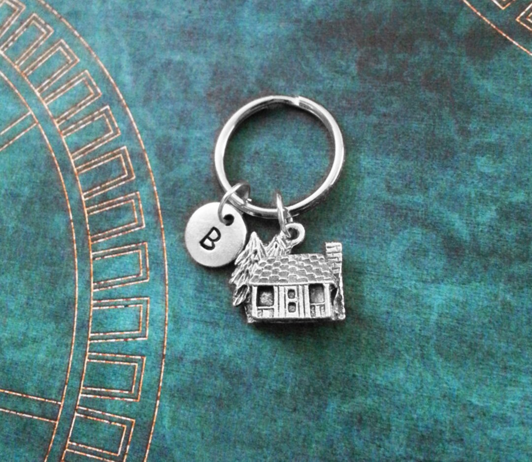 Cabin Keychain VERY SMALL Log Cabin Keyring Personalized Keychain ...