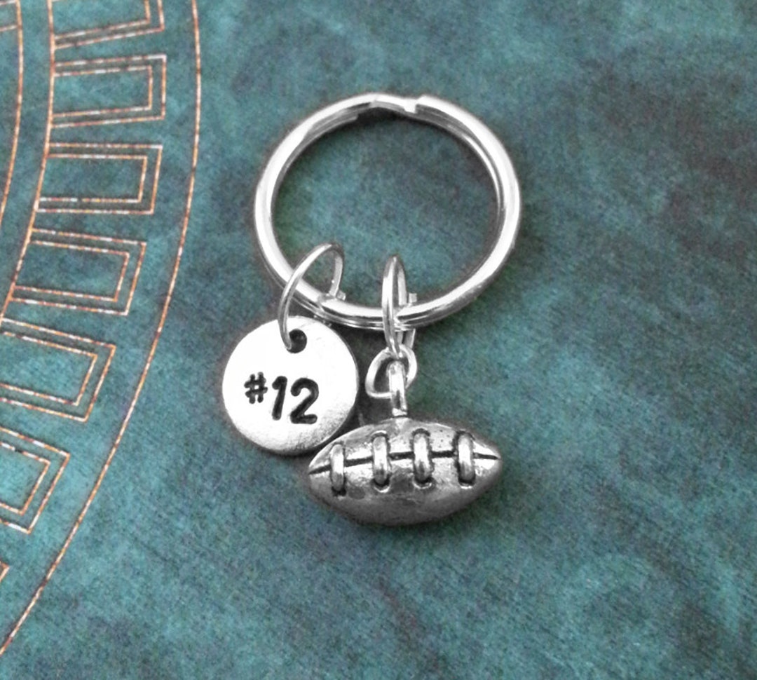 Football Keychain VERY SMALL Silver Football Keyring Football Player ...