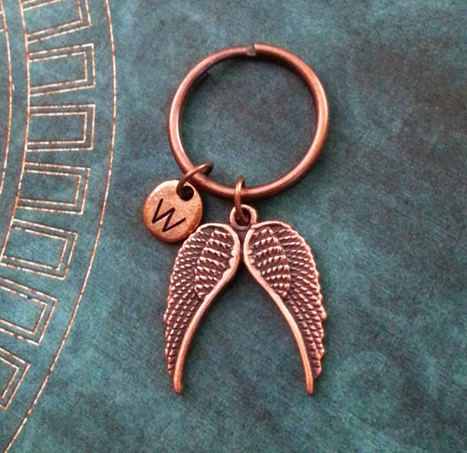 Wings Keychain SMALL Copper Angel Wings Keyring Personalized | Etsy
