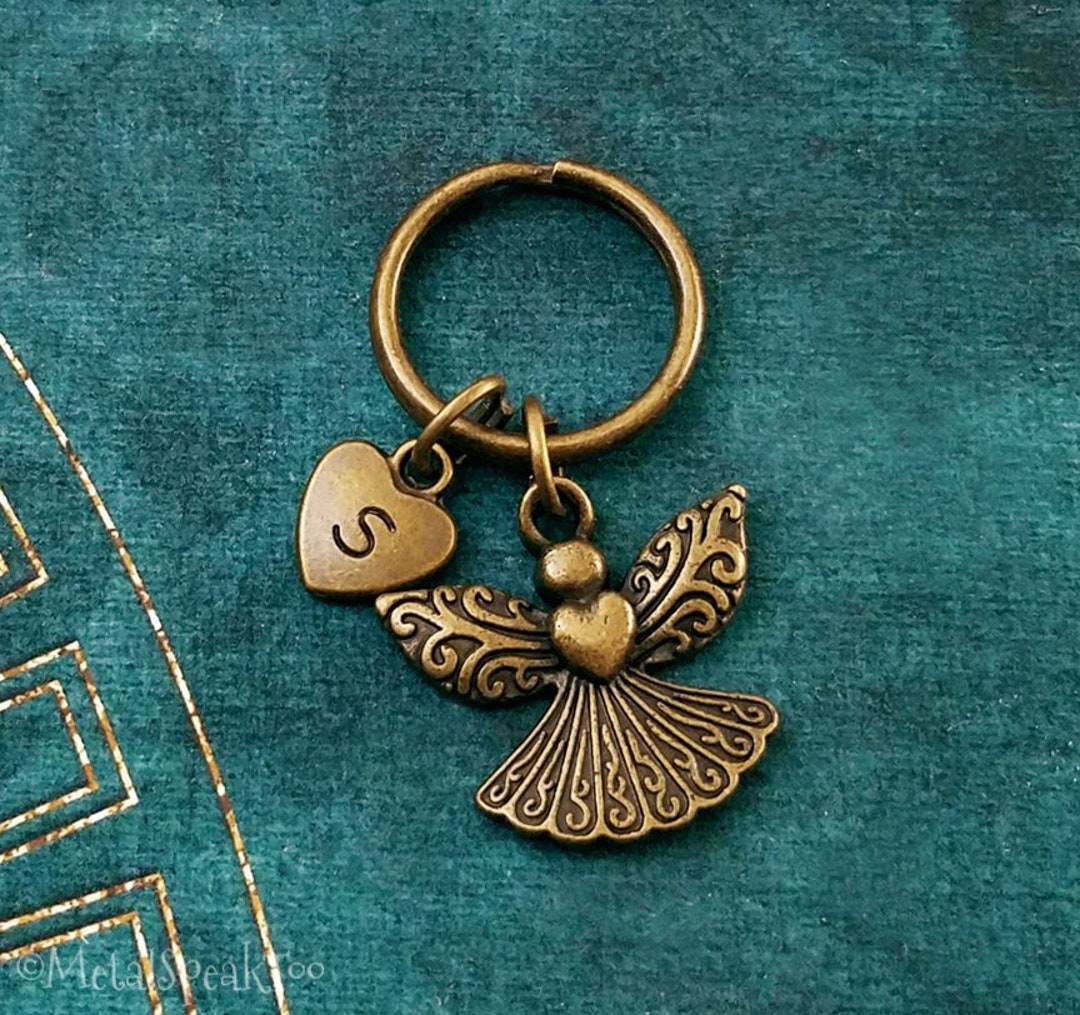 Angel Keychain SMALL Angel Keyring Charm Keychain Custom Keychain Grief ...