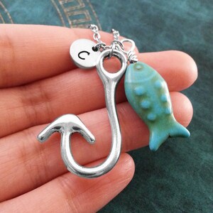 Fish Hook Keychain Fishhook Keychain Blue Fish Keychain Engagement ...