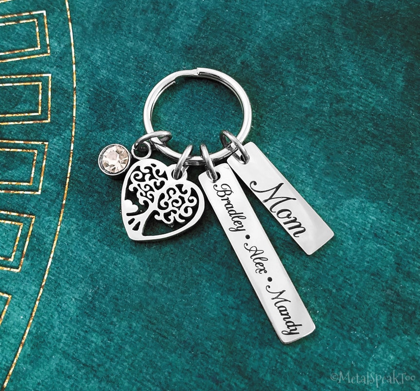 Mom Keychain SMALL Stainless Steel Keychain Kid's Names | Etsy