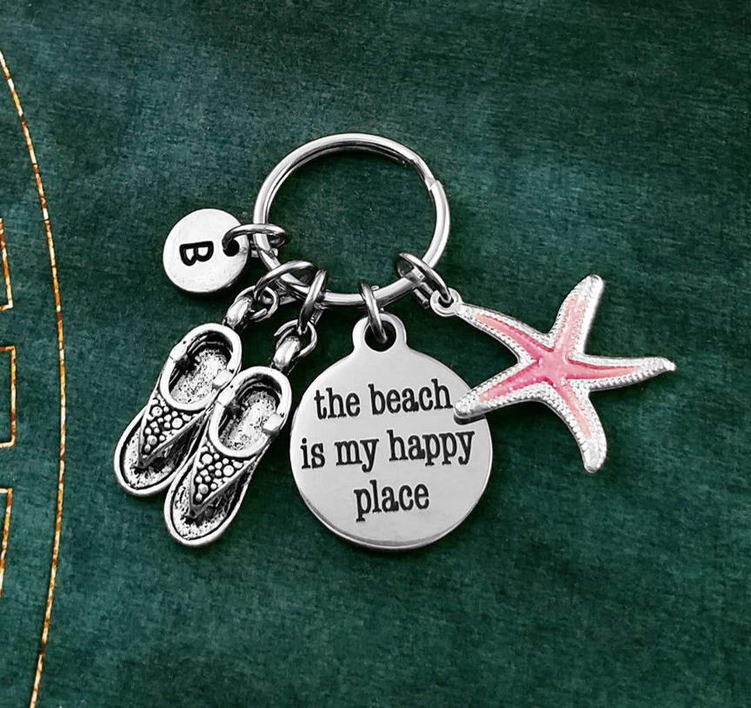 The Beach is My Happy Place Keychain SMALL Beach Keychain Travel Gift ...
