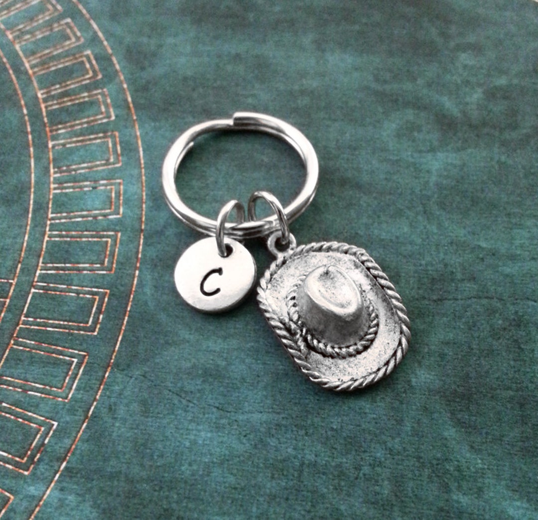 Cowboy Hat Keychain, SMALL Cowgirl Keyring, Personalized Keychain ...