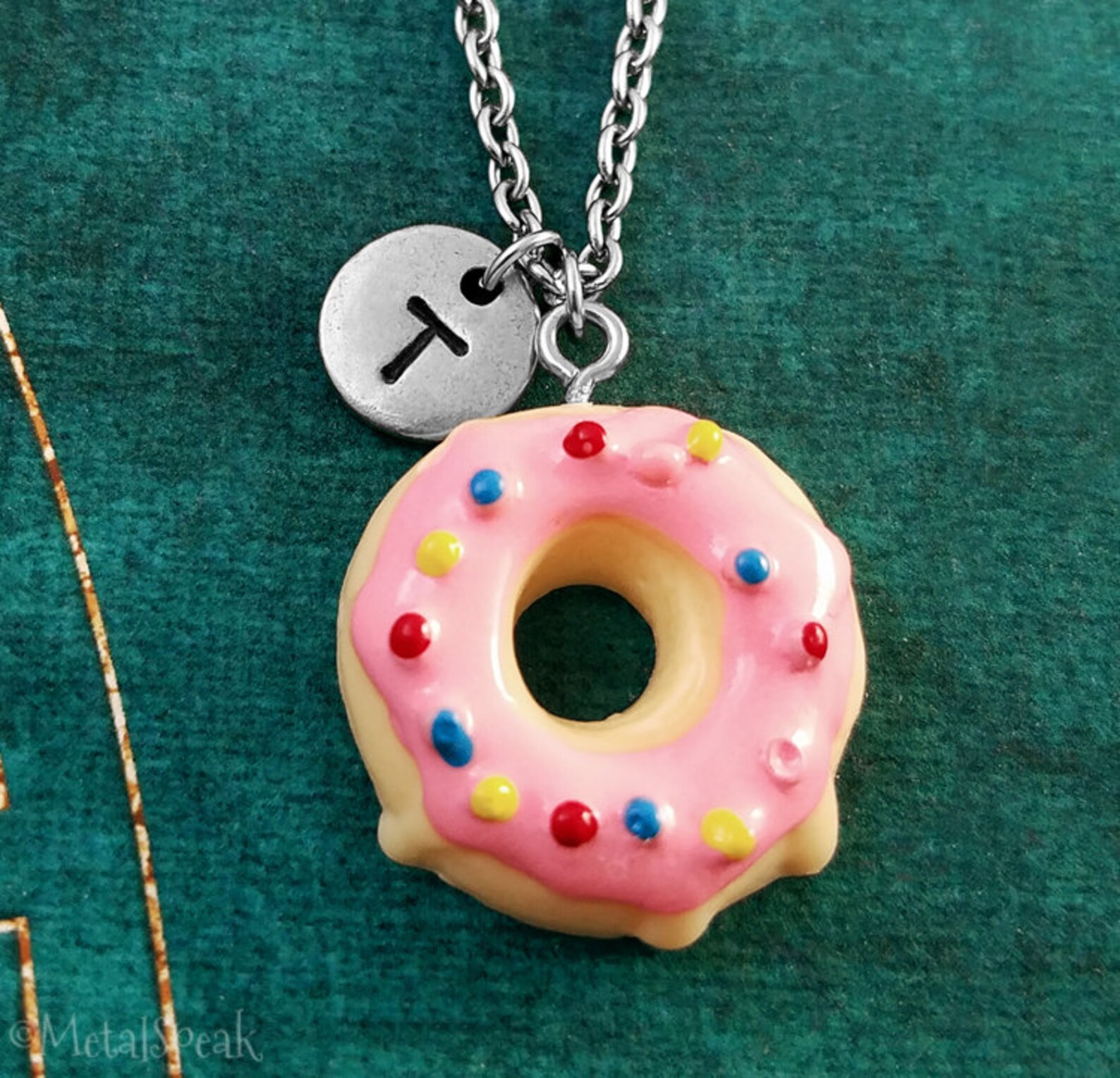 Donut Keychain SMALL Pink Donut Keyring Donut with Sprinkles | Etsy