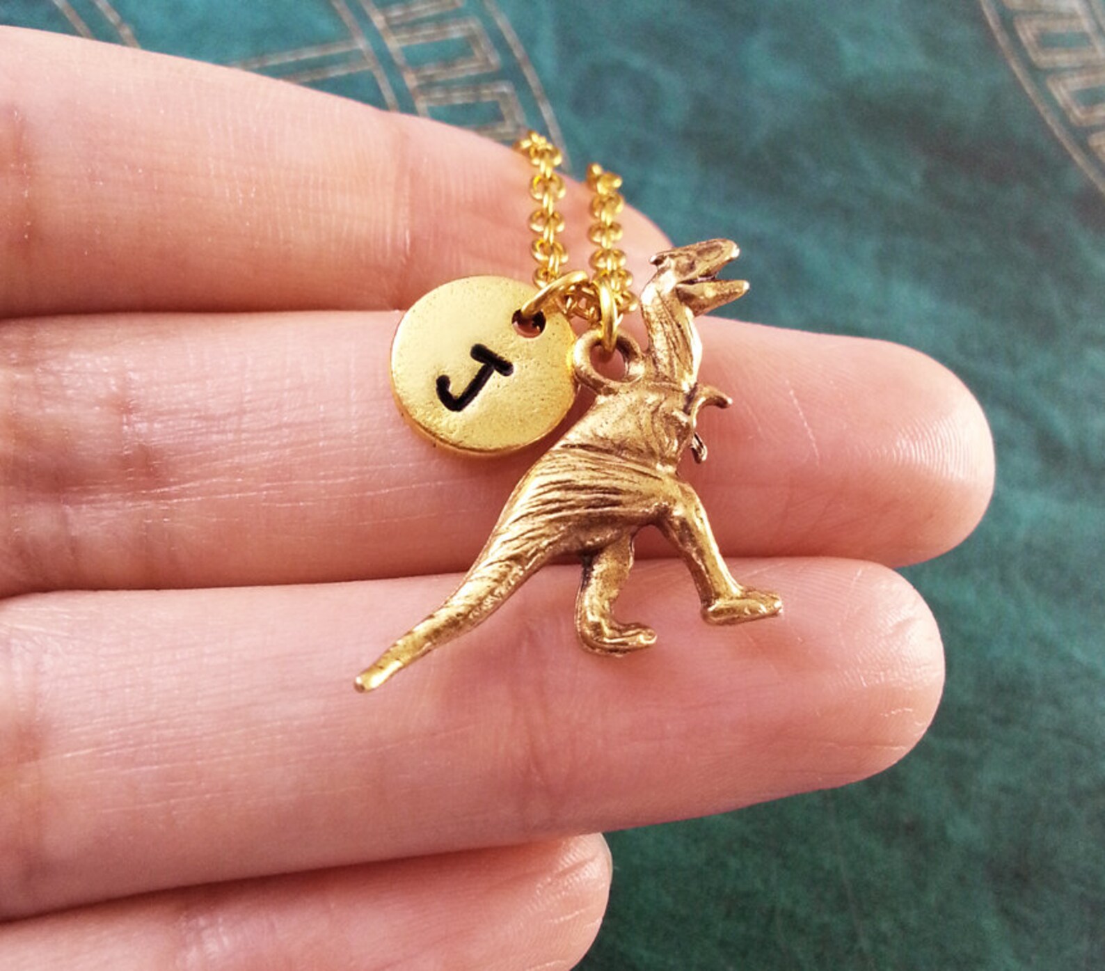 Dinosaur Keychain SMALL T-rex Keychain Personalized Keychain Gold ...