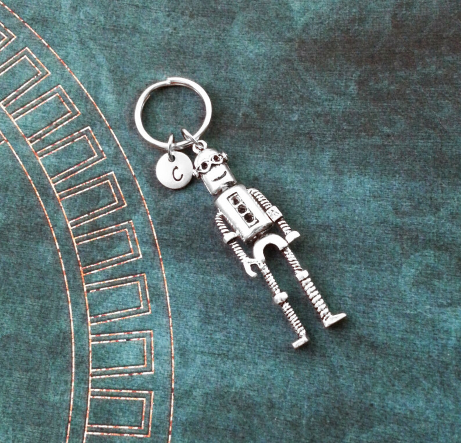 Robot Keychain BIG Robot Love Keychain Silver Robot Keyring | Etsy