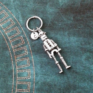 Robot Keychain, BIG Robot Love Keychain, Silver Robot Keyring, Monogram ...