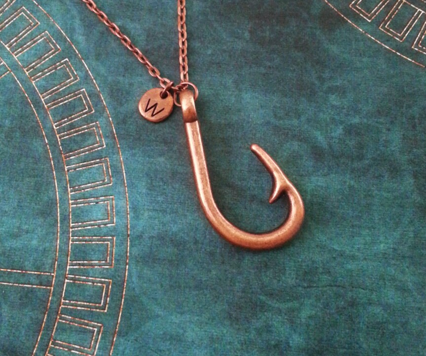 Fish Hook Keychain SMALL Copper Fishhook Keychain Personalized | Etsy