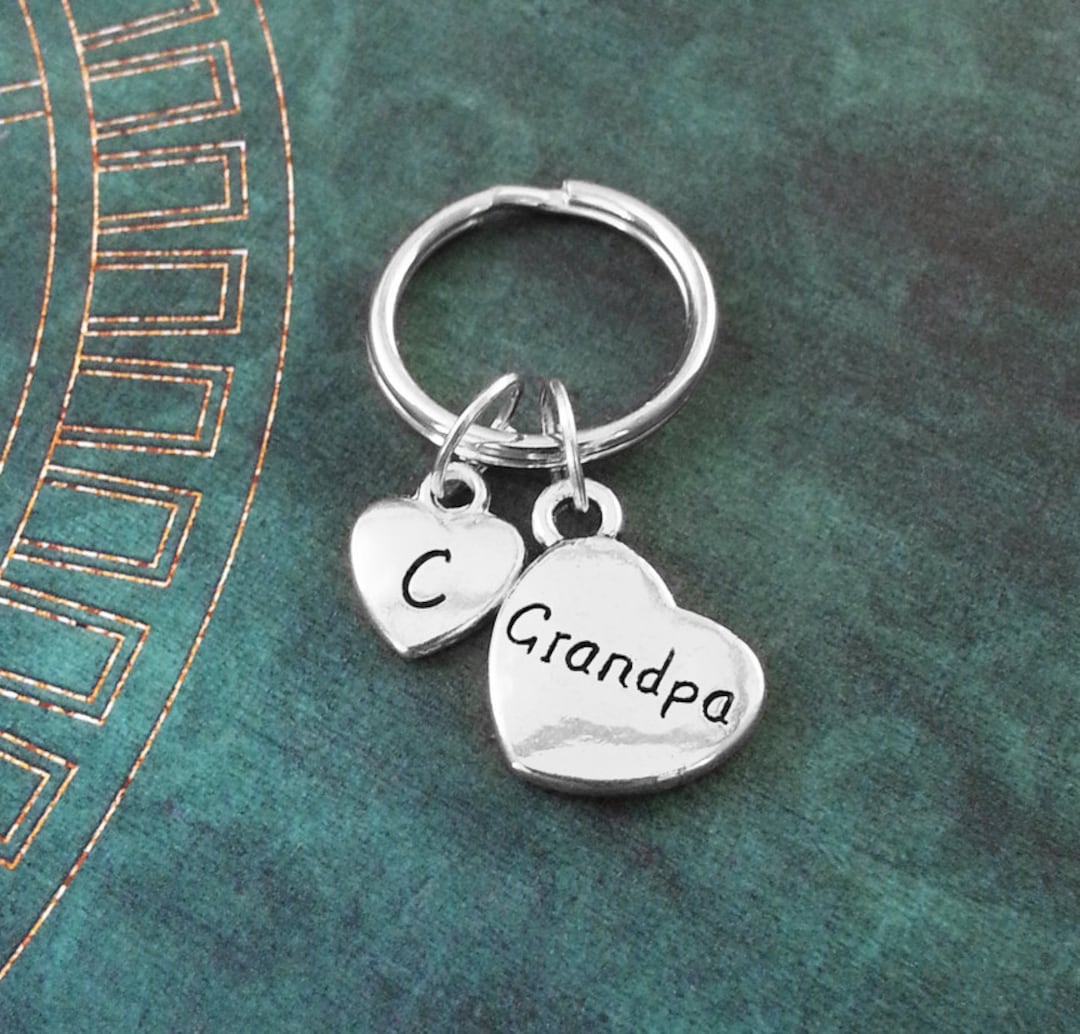 Grandpa Keychain SMALL Grandpa Heart Keychain Silver Grandpa Keyring ...