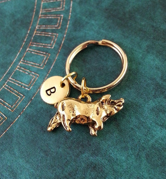 Pig Keychain VERY SMALL Pig Keyring Personalized Keychain Gold | Etsy