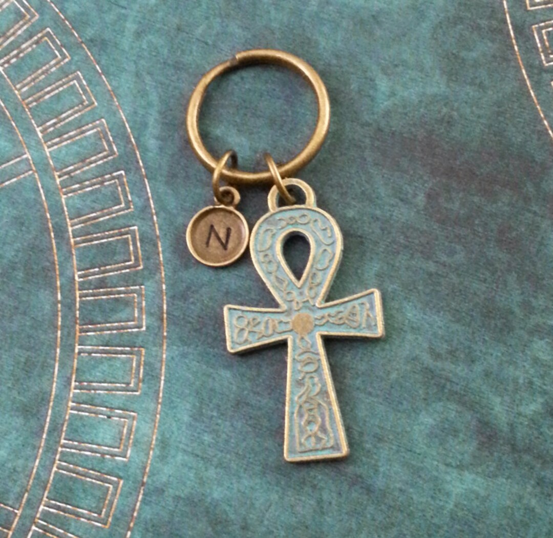 Ankh Keychain SMALL Ankh Keyring Egyptian Keychain Patina Ankh Charm ...