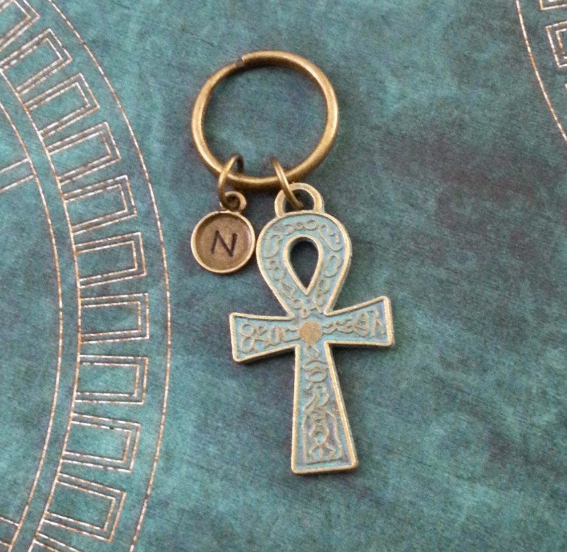 Ankh Keychain SMALL Ankh Keyring Egyptian Keychain Patina Ankh | Etsy