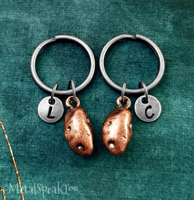 Sweet Potato Keychain SET of 2 SMALL Copper Potato Charm Keychains ...