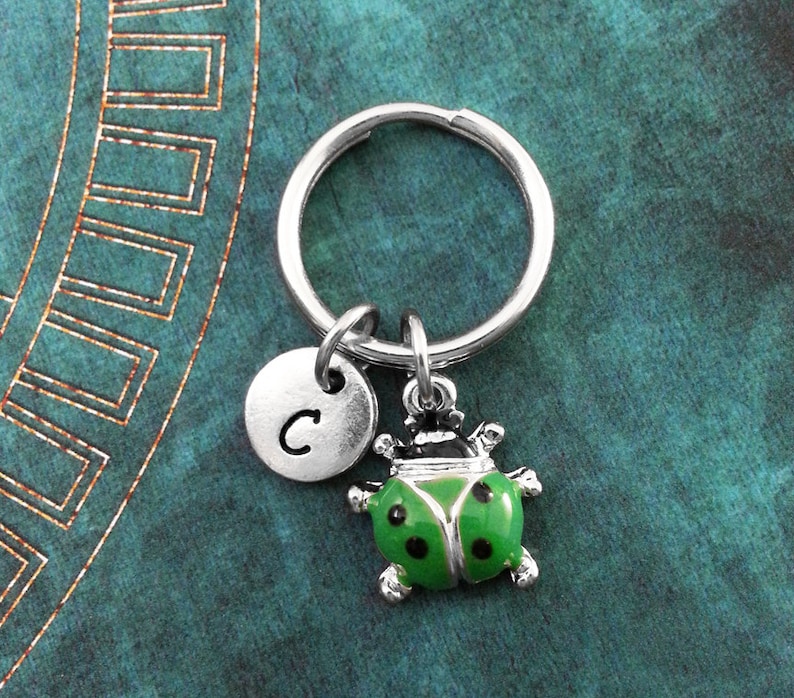 Ladybug Keychain VERY SMALL Green Lady Bug Keyring - Etsy