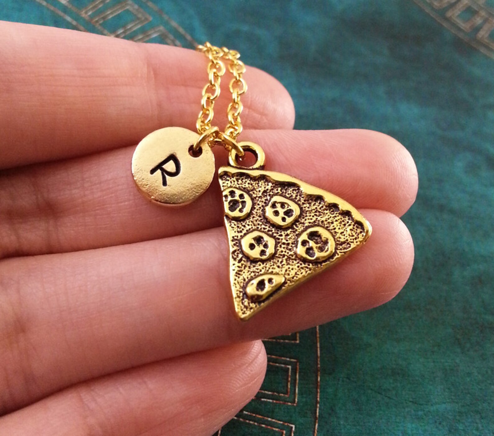 Pizza Keychain SMALL Gold Pizza Slice Keychain Personalized Keychain ...