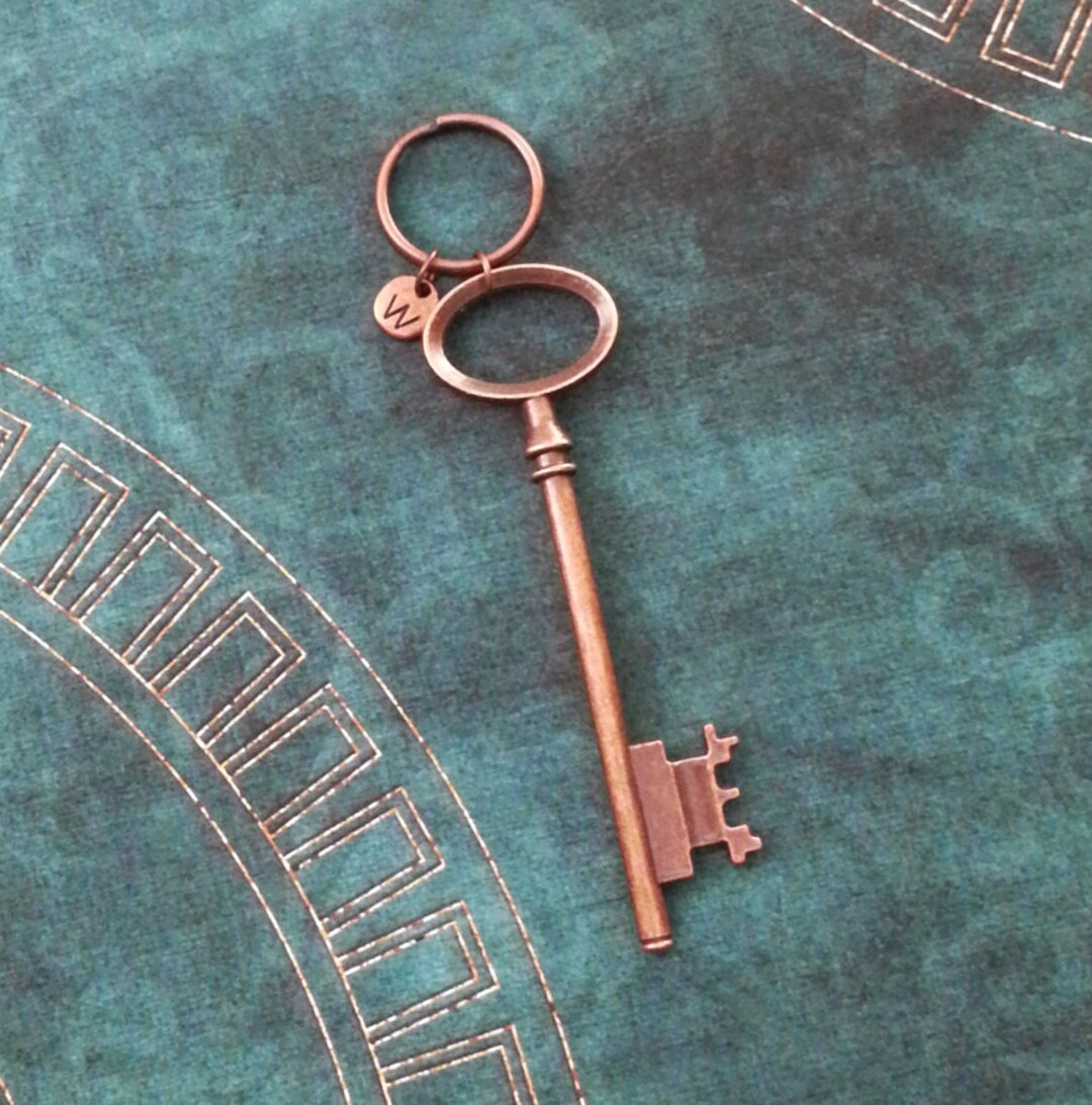 Key Keychain Copper Skeleton Key Keyring Steampunk Keychain Victorian ...