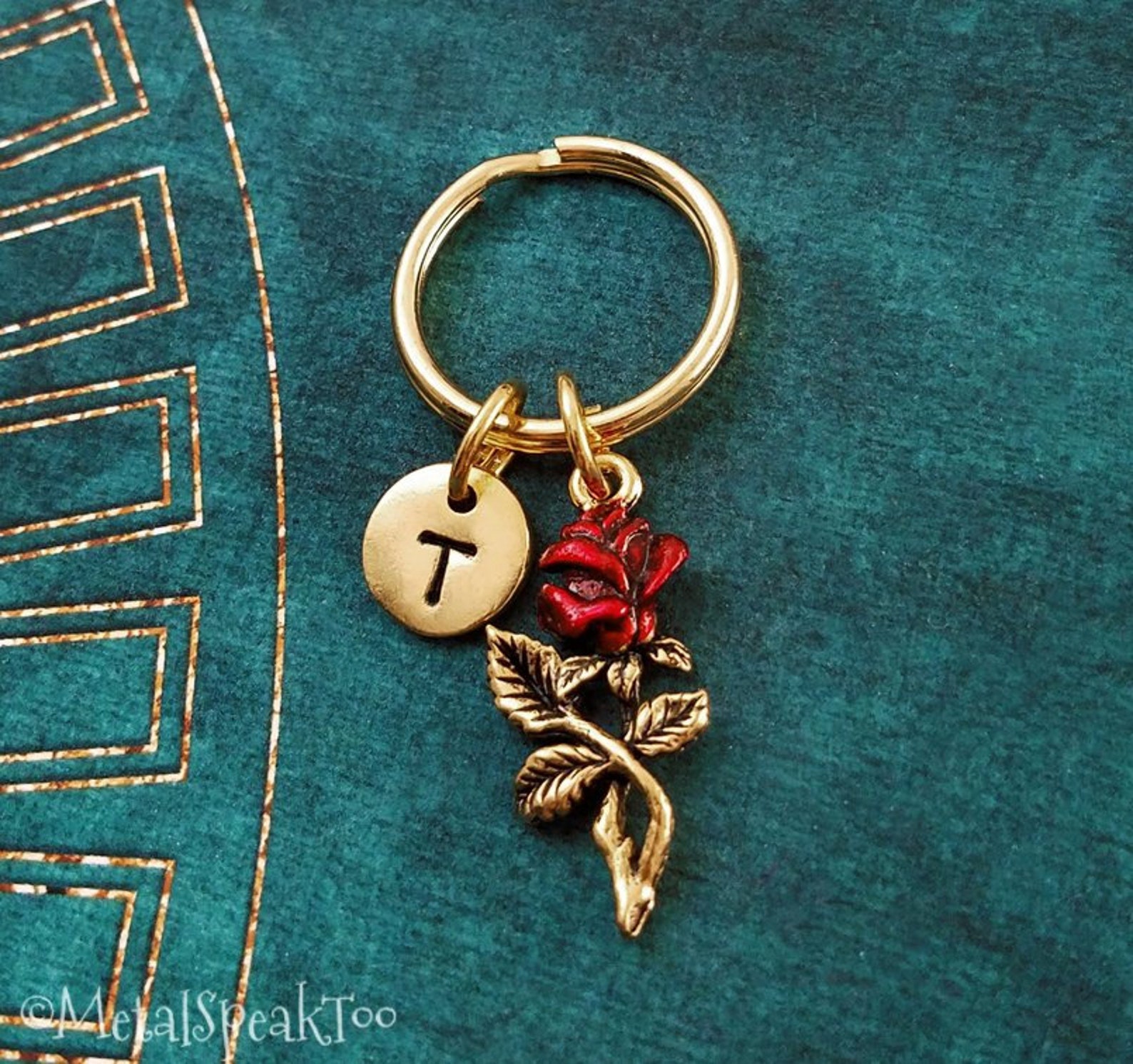 Red Rose Keychain SMALL Rose Charm Keychain Keyring Girlfriend - Etsy