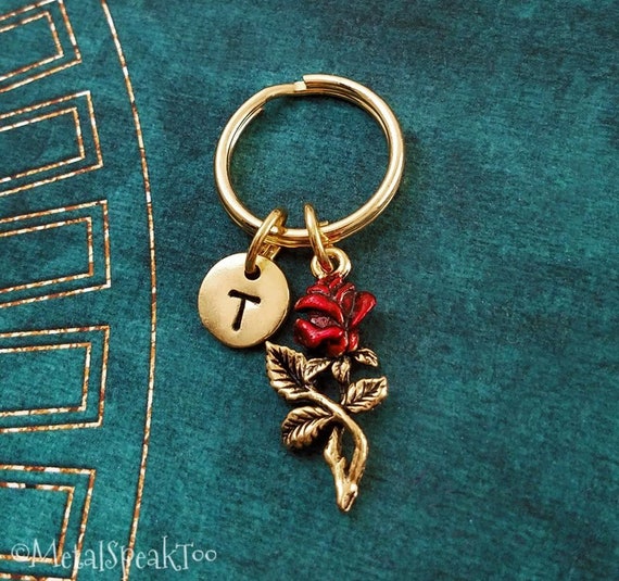 Red Rose Keychain SMALL Rose Charm Keychain Keyring Girlfriend - Etsy