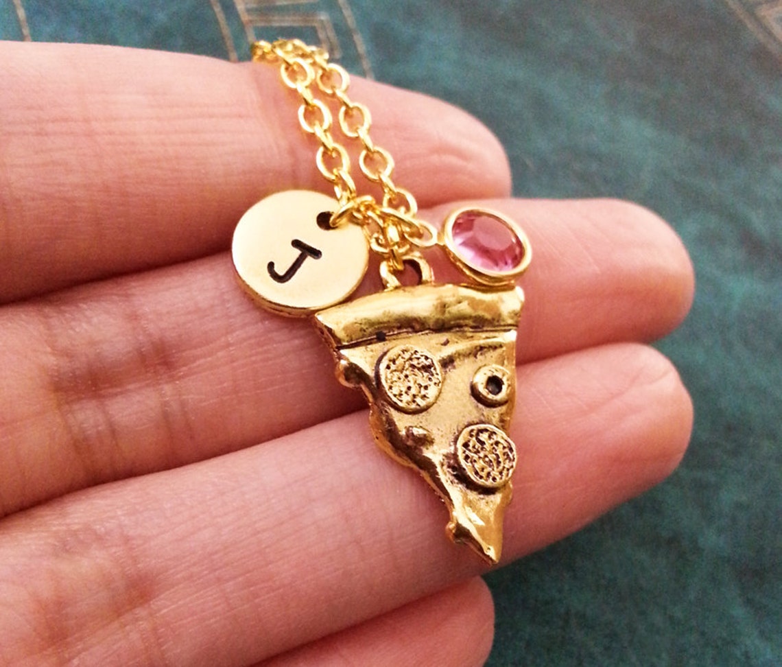 Pizza Keychain SMALL Gold Pizza Slice Keychain Personalized Keychain ...