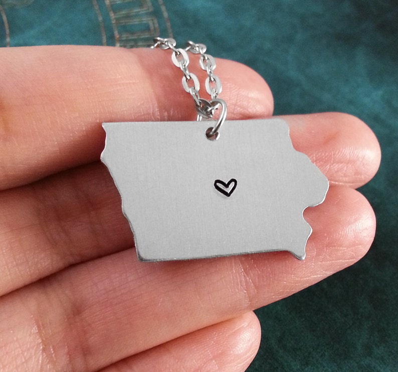 Iowa Keychain Personalized Hand Stamped Iowa Keyring Long Distance ...