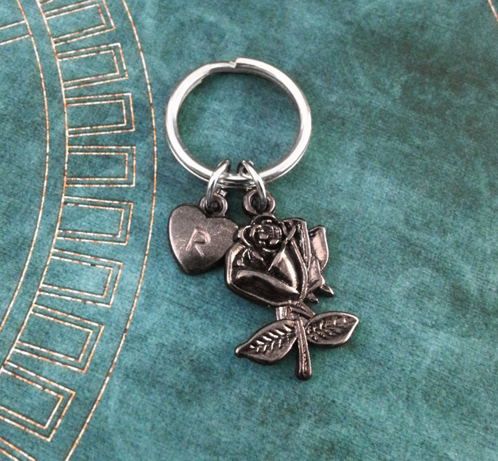Black Rose Keychain SMALL Rose Charm Personalized Key Ring - Etsy