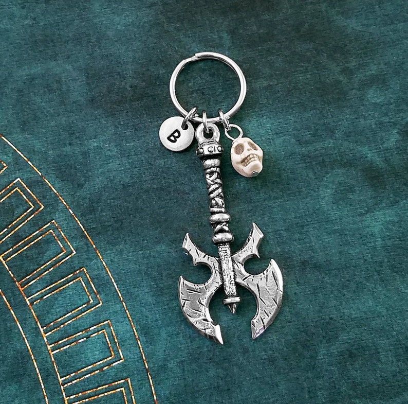 Labrys Keychain SMALL Skull Keychain Double Sided Axe Keychain - Etsy