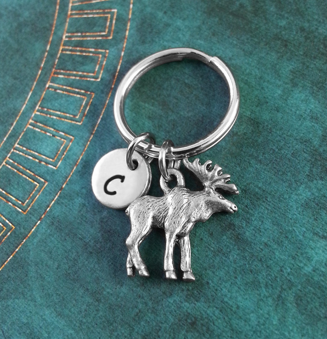 Moose Keyring Personalized Necklace Abstract Moose Keychain - Etsy