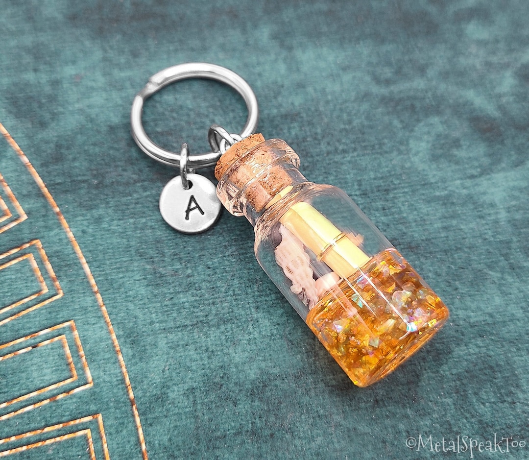 Message in a Bottle Keychain SMALL Bottle Keyring Beach Keychain Ship ...