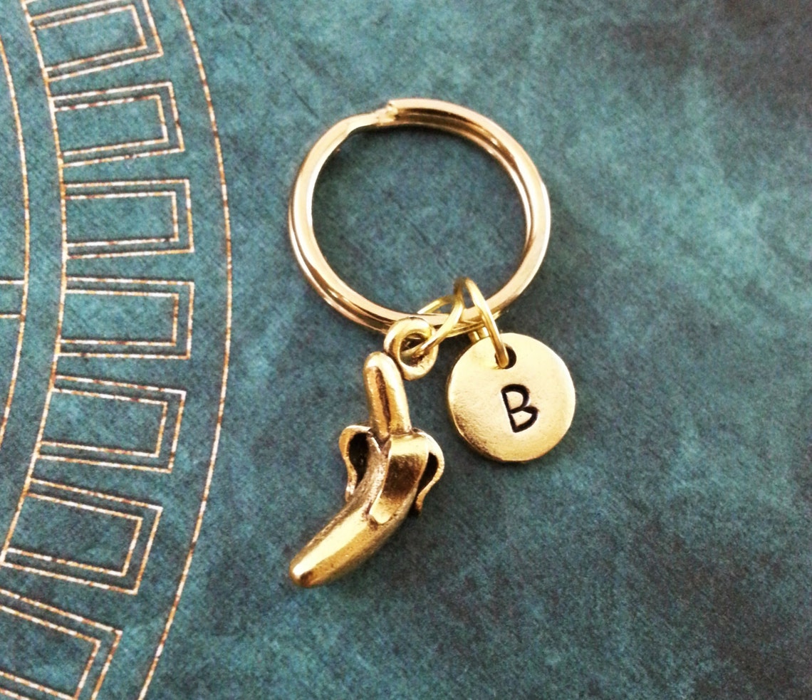 Banana Keychain VERY SMALL Peeled Banana Keyring Personalized - Etsy