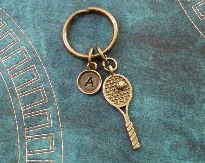 Tennis Racket Keychain SMALL Bronze Tennis Racket Keyring Tennis ...