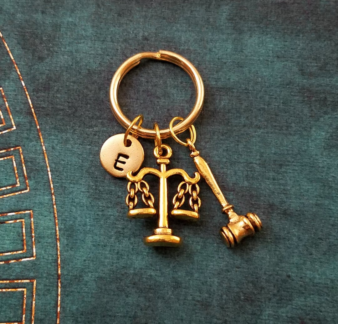 Scales Keychain VERY SMALL Gavel Keychain Scales Keyring Lawyer ...