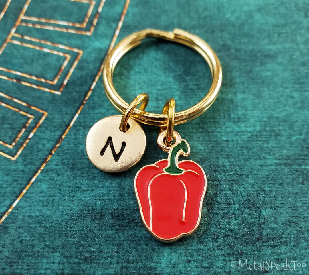 Red Bell Pepper Keychain SMALL Charm Keychain Pendant Gardening Gift ...