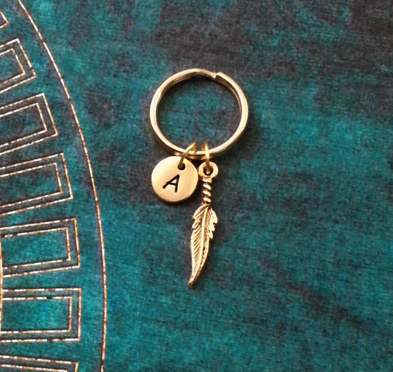 Feather Keychain VERY SMALL Feather Keyring Personalized Keychain ...