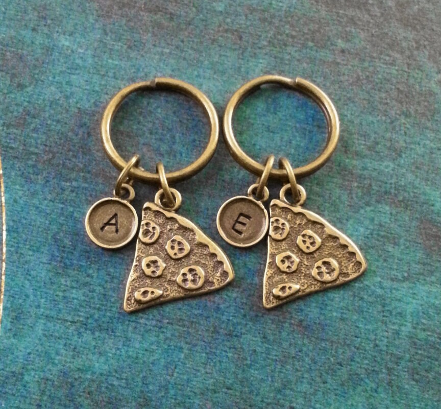 Pizza Keychain SMALL Bronze Pizza Slice Keychain Best Friend - Etsy