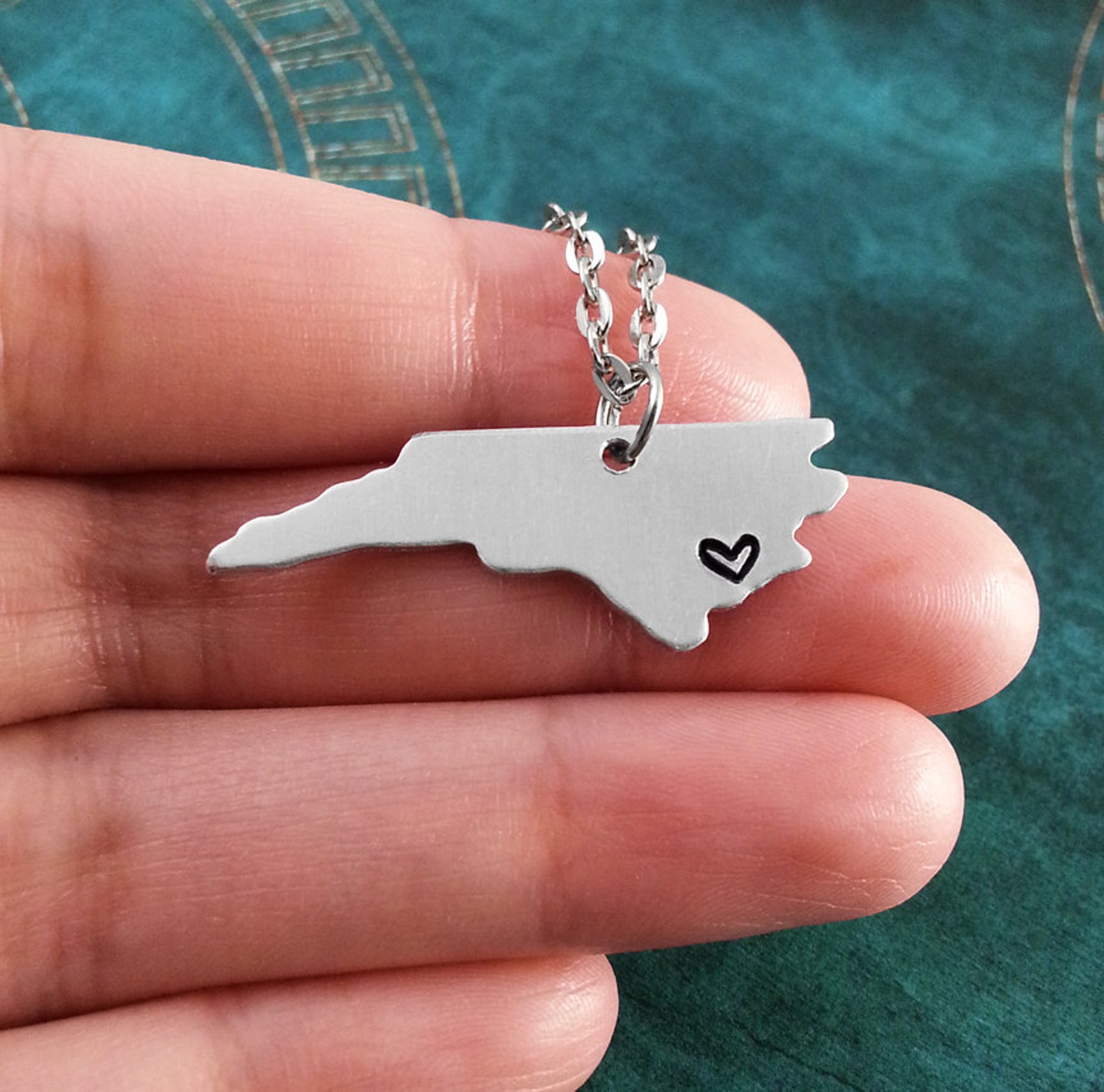 North Carolina Keychain Personalized Hand Stamped North - Etsy