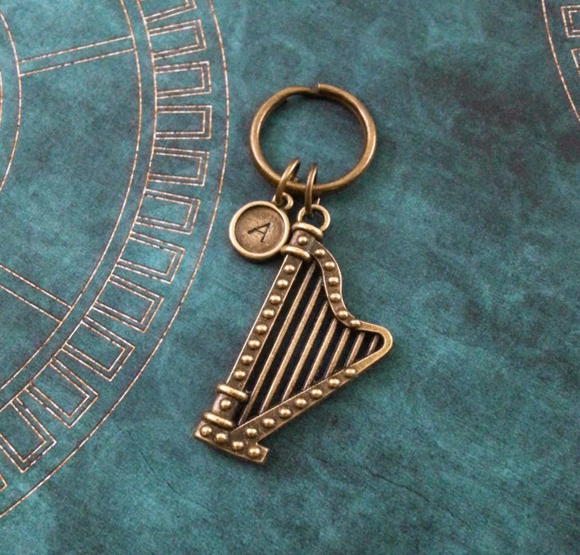 Harp Keychain LARGE Harp Keychain Personalized Keychain | Etsy